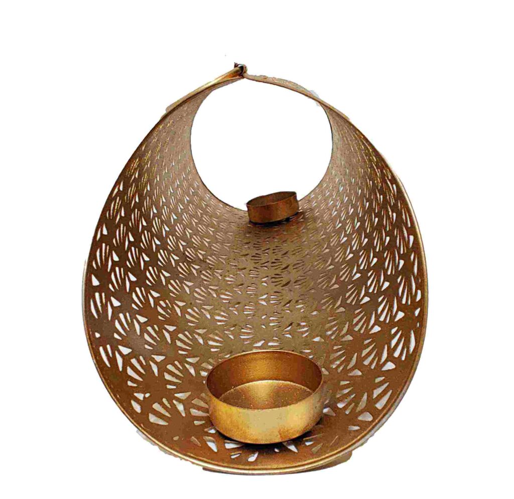 Matt golden colour metal candle holder - Eagle Collections