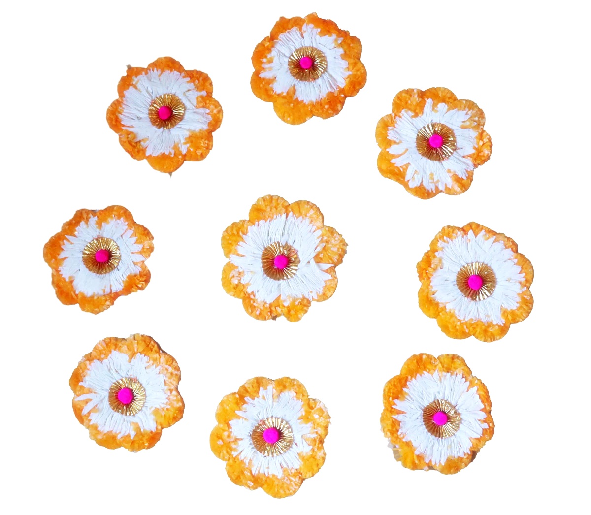 Orange white flower mat set - Eagle Collections